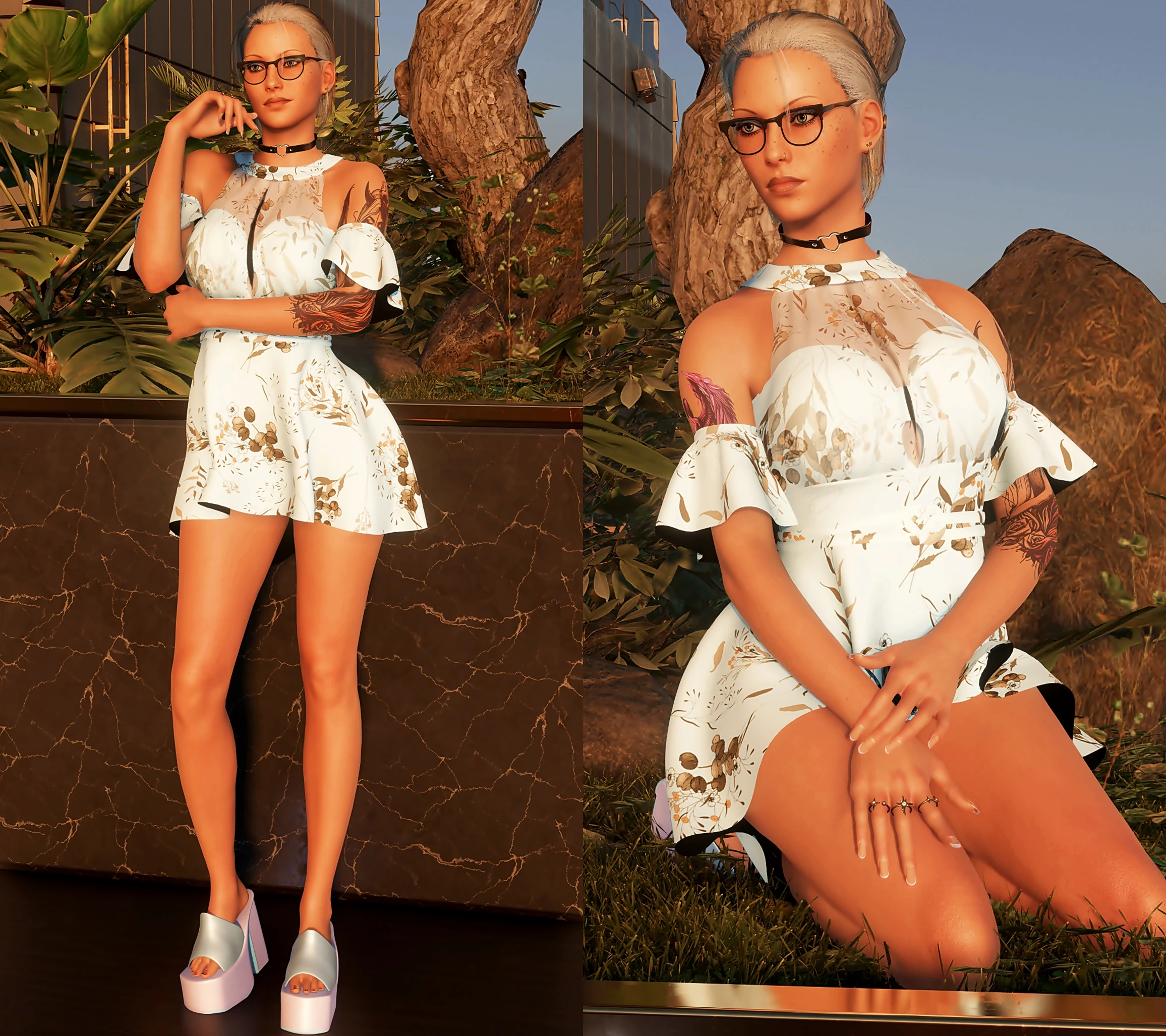 Jade enjoys the evening sun and waits for Emma for dinner at Cyberpunk ... Jade enjoys the evening sun and waits for Emma for dinner at Cyberpunk ...